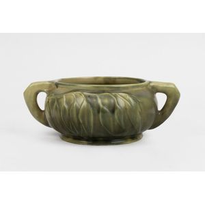 Melrose Ware Olive Green Pottery Bowl with Gum Leaf Decoration ...