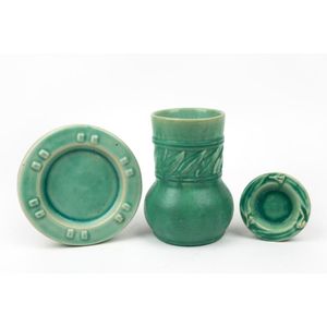 Melrose Ware Green Glazed Pottery Vase and Dishes Set - Melrose - Ceramics