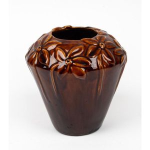 Graham Brown Glazed Pottery Vase with Floral Decoration, 14cm - Harvey ...