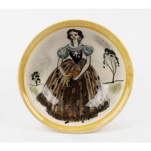 Hand painted portrait bowl by Martin Boyd, fruit-carrying female - Boyd ...