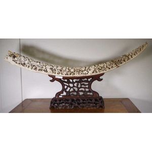 Carved Chinese ivory tusks and ivory tusk bridges - price guide and values