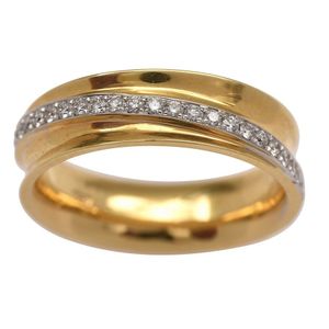Concave Diamond Band in 18ct White and Yellow Gold - Rings - Jewellery
