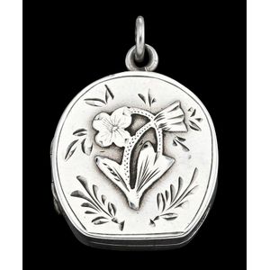 Floral Sterling Silver Locket with Double Compartment - Necklace/Chain ...