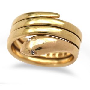 1886 Victorian Gold Triple Coil Snake Ring - Rings - Jewellery