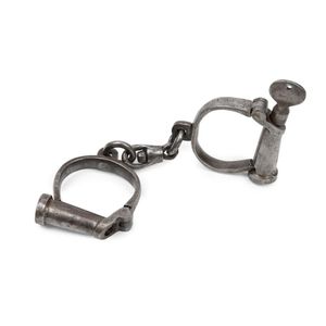 19th Century Hiatt Antique Handcuffs with Screw-Key, 22 cm Wide ...