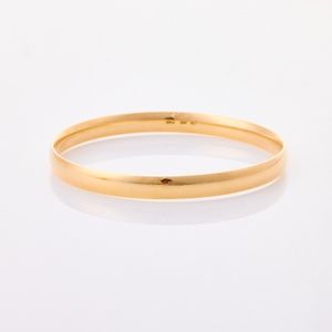 10ct Yellow Gold D-Shape Bangle, 7.0mm Wide, 30.6g Weight - Bracelets ...