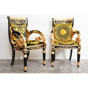 Versace Vanitas Dining Chairs with Barocco Circle Print Upholstery ...