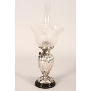 Victorian Sterling Silver Oil Lamp with Acid-Etched Foliate Design ...