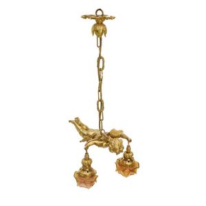 Gilt Bronze Cherub Pendant Light with Glass Shades - Ceiling and ...