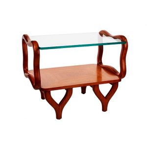 Blonde Wood Side Table with Glass Top - Australian - Furniture - Post 1950