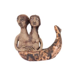 Two-Headed Mermaid Pottery Sculpture by Jo Caddy - Australian Themes ...
