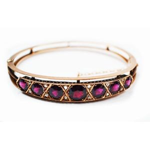 Victorian Garnet & Diamond Bangle in Rose Gold - Bracelets/Bangles ...