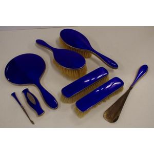 Cobalt Blue Enamel Sterling Silver Dressing Set (8 pieces) - Personal ...