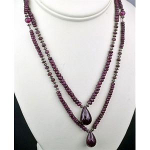 Double Graduated Ruby Necklace with Briolette Cut Rubies - Necklace/Chain - Jewellery