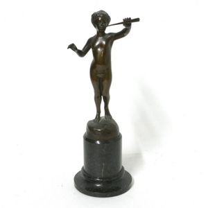 Youthful Herald Trumpeter Bronze Sculpture on Granite Plinth - Figures ...
