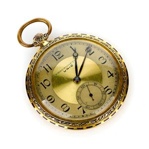 18ct Gold Unic Pocket Watch with Enamel and Patterned Case - Watches ...