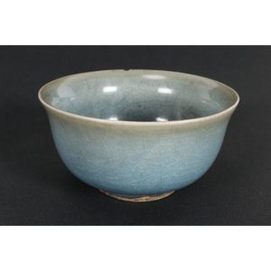 Mottled Blue Jun Ware Bowl with Crackle Glaze Finish - Ceramics ...