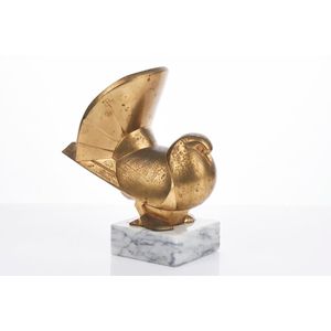 Scottish Pigeon Sculpture by J. Martel, Gilt Patinated Bronze - Animals ...