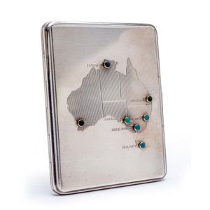 Opal Jewelled Australian Map Sterling Silver Cigarette Case 1920 ...