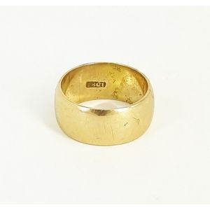 9ct Yellow Gold Wide Band Ring, 6.78g, Size L - Rings - Jewellery