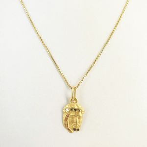 18ct Gold Mask Pendant with 39cm Chain - 3g - Pendants/Lockets - Jewellery