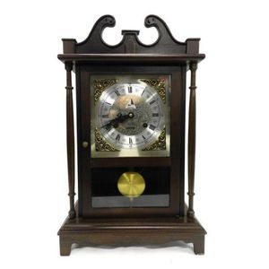 Silver Mantle Clock with Pendulum and Timber Case - Clocks - Mantle and ...