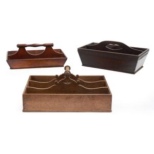 19th Century Treen Cutlery Trays with Handles - Zother - Small Wooden Items