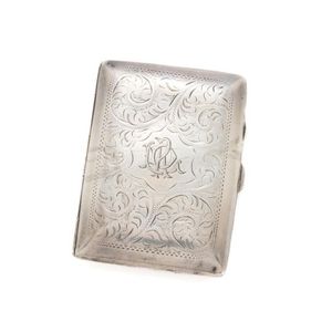 Vintage Silver Cigar Case with Engraving and Monogram, Chester 1920 ...