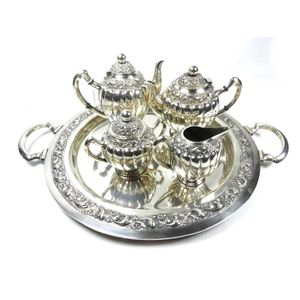 Portuguese 916 Silver Tea & Coffee Set with Floral Decorations - Tea ...