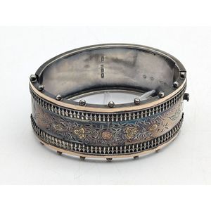 Birmingham Sterling Silver Bangle with Swallow and Foliage Highlights ...