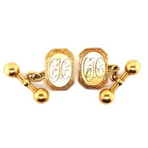 Engraved 9ct Gold Cufflinks with Chain and Dumbbells - Cufflinks ...