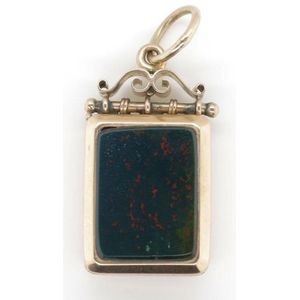 Antique 9ct Gold Locket with Bloodstone and White Panels - Pendants ...
