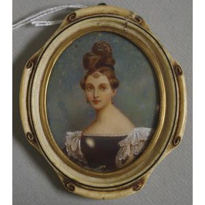 Antique Ivory Portrait Miniature in Carved Frame - Miniatures ...