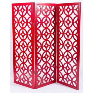 Red Oriental Tri-Panel Screen - Furniture - Oriental