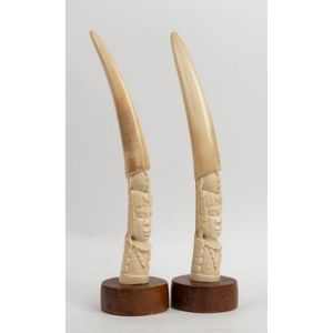 Carved Chinese ivory tusks and ivory tusk bridges - price guide and values
