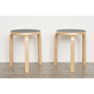 Alvar Aalto Pair of Model 60 Stools with Water Staining - Scandinavian ...