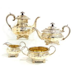 Antique sterling silver Georgian tea set / service - price guide and values