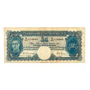 Australian Five Pound Banknote, King George VI - Coins - Numismatics ...