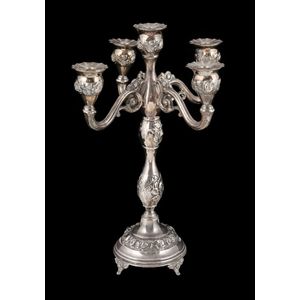 Hazorfim Sterling Silver 5-Branch Candelabra with Rose Bands ...