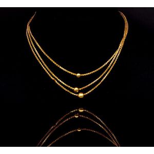 3-strand gold chain necklace with sliding beads - Necklace/Chain ...