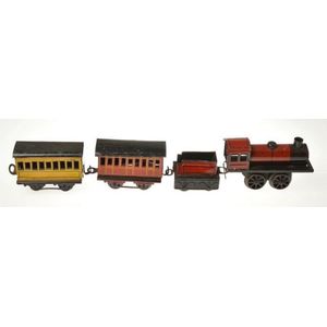 Antique German Clockwork Table Train Set with Carriages - Clockwork ...