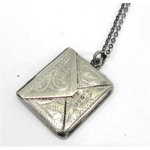 Silver Stamp Holder with Engraved Pattern & Chain - Stamp cases - Sundries
