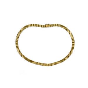 Vintage 9ct Yellow Gold Brick Link Collar Necklace, 23g - Necklace ...