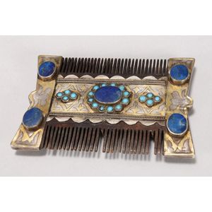 Gilded Lapis and Turquoise Comb from Middle East - Personal Grooming ...