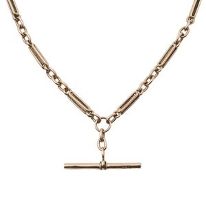 Vintage 9ct Rose Gold Fob Necklace with Figaro Chain - Necklace/Chain ...