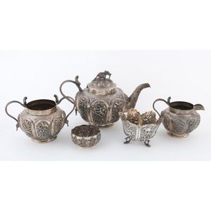 19th/20th Century Indian Silver Five Piece Tea Set, 785g Total - Zother ...
