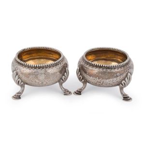 Sterling Silver Engraved Salt Cellars, London 1869 - Condiment & Cruet ...