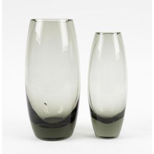 Holmegaard Danish Art Glass Vases, Engraved, 25 cm and 22 cm ...
