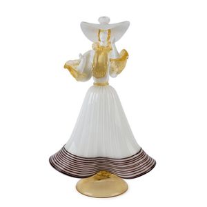 1950s Murano Glass Lady Statue in White - Venetian / Murano - Glass