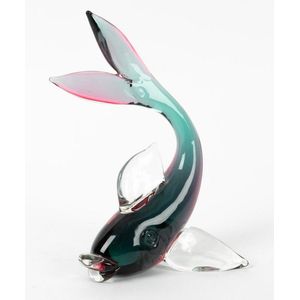 Murano Glass Fish Statue, 20 cm High - Venetian / Murano - Glass